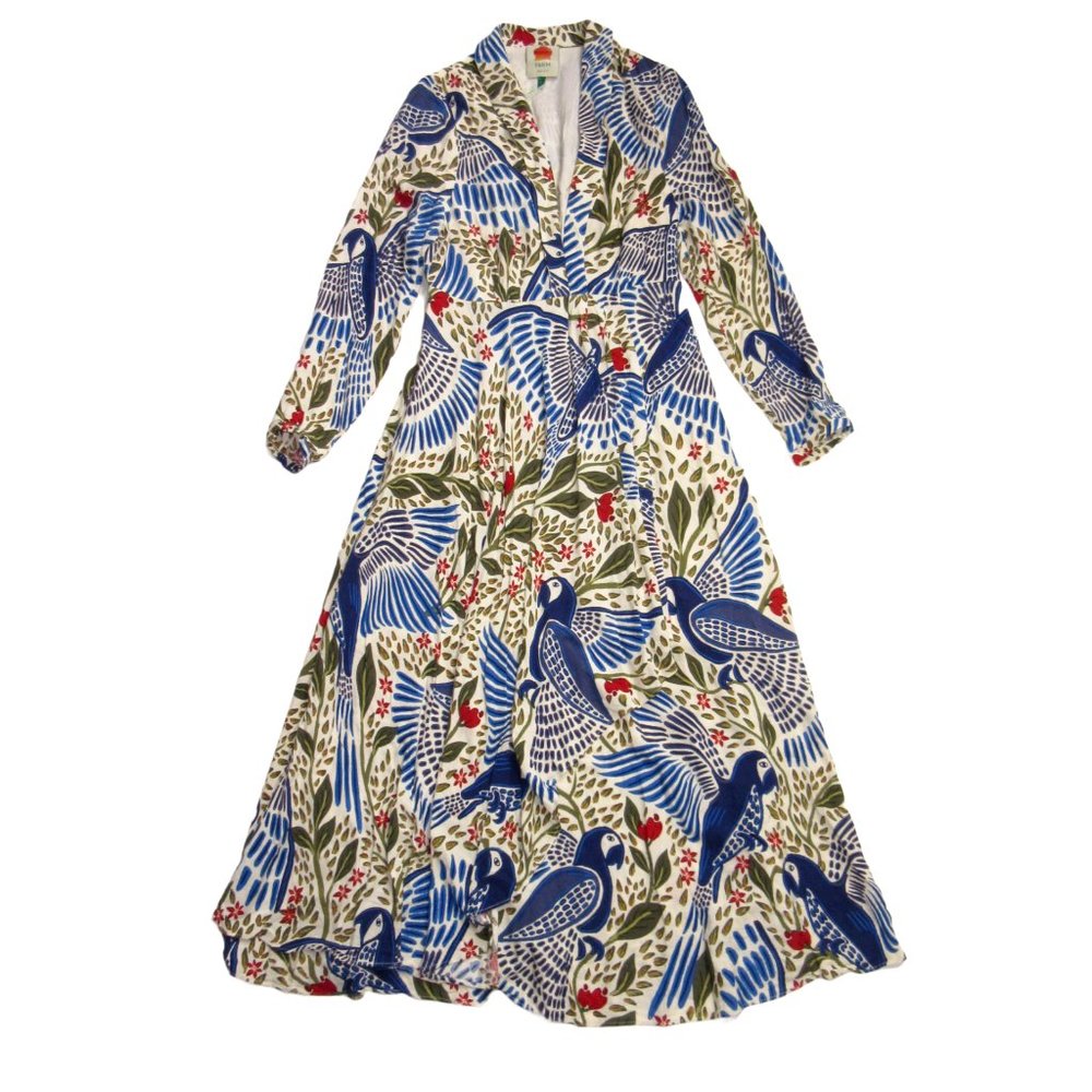 New Farm Rio Macaw Flight Maxi Plunging V-Neck Long S… - Gem